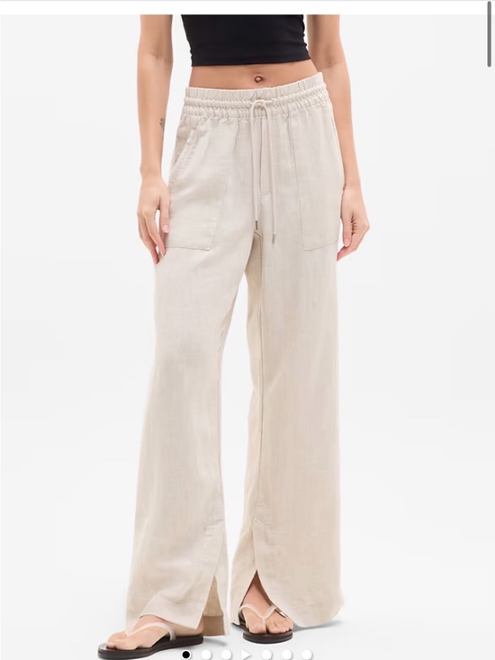 Athleta | Pants & Jumpsuits | Athleta Light Beige Wideleg Drawstring ...